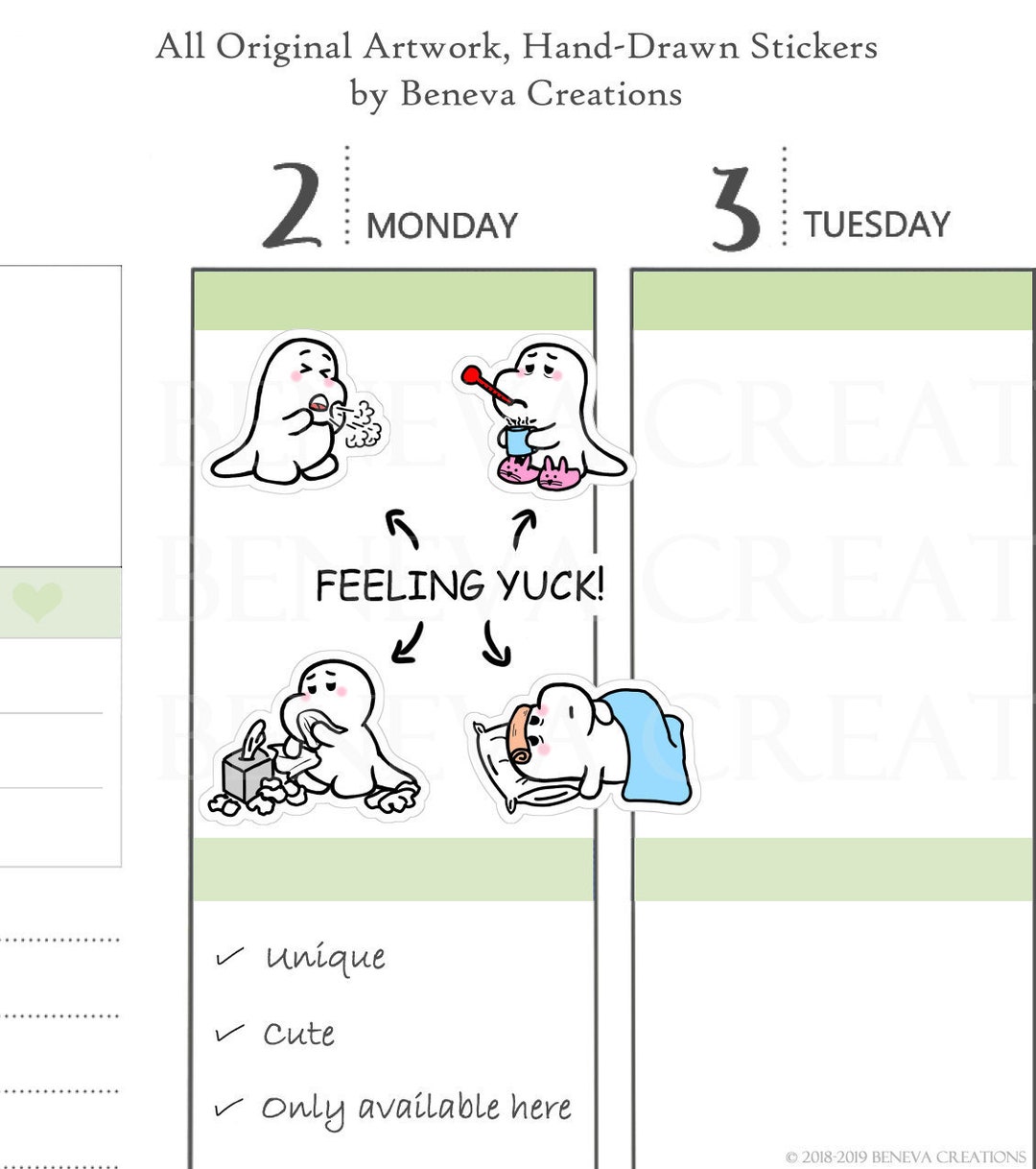 Sick Day Planner Stickers - Cold Stickers - Flu Stickers -coughing ...