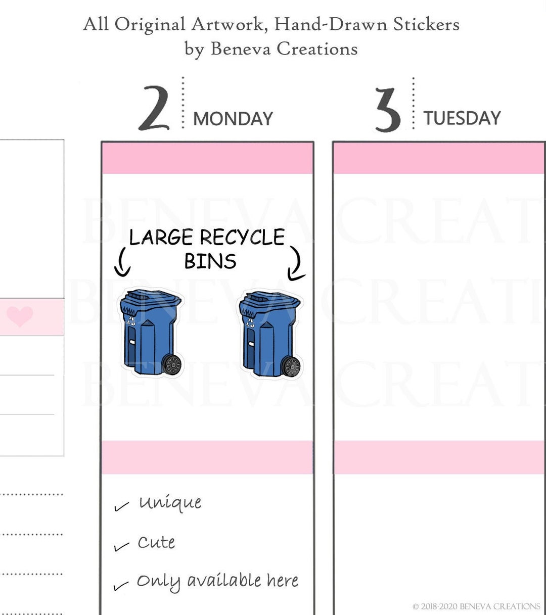 Recycle Bins Stickers - Blue Bin Stickers - Chore Stickers - to Do ...