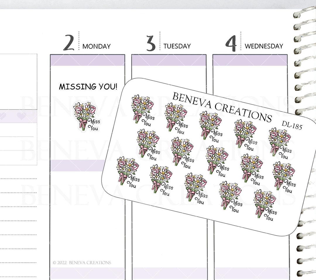 Miss You Stickers- Missing You Stickers-memory Stickers- Flower ...