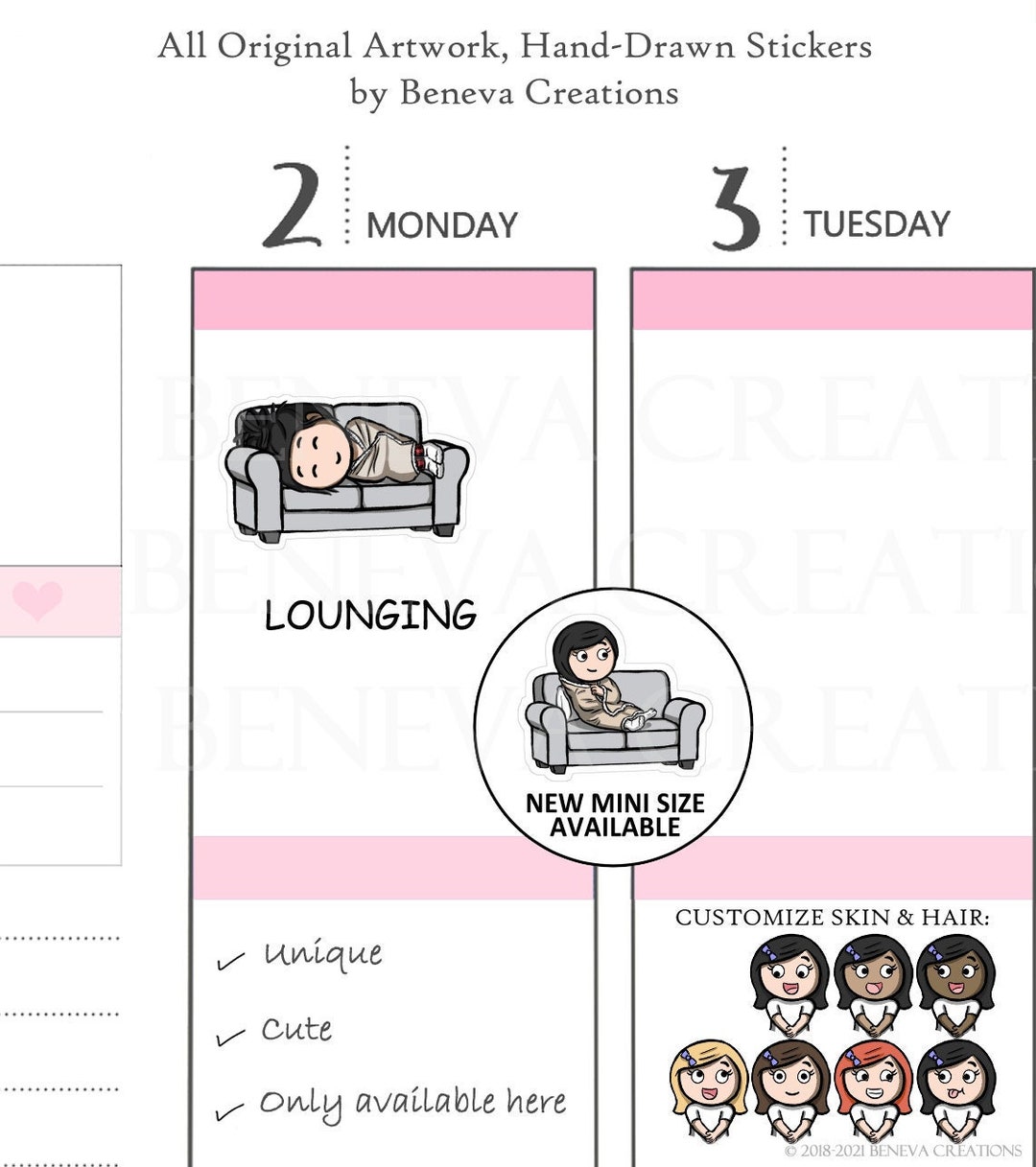 Couch Stickers-comfy Stickers cozy Stickers-home Stickers-character ...