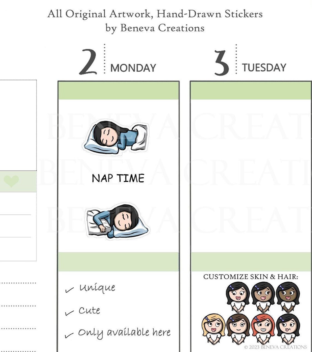 Napping Stickers-nap Stickers-sleep Stickers-home Stickers-character ...