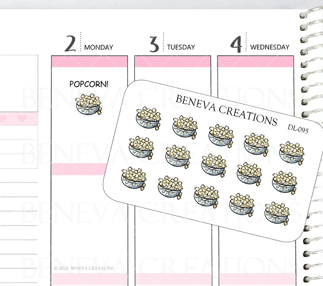 Popcorn Stickers - Movie Snack Stickers - Snack Stickers - Food ...
