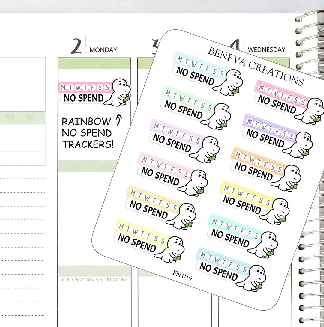 Rainbow No Spend Stickers- Finance Stickers-no Spending Stickers-money ...