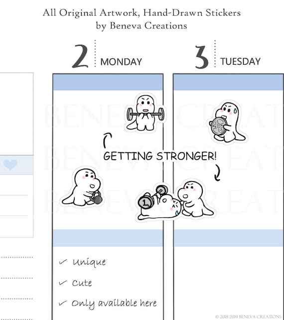 Weight Lifting Stickers Workout Planner Stickers Barbell - Etsy