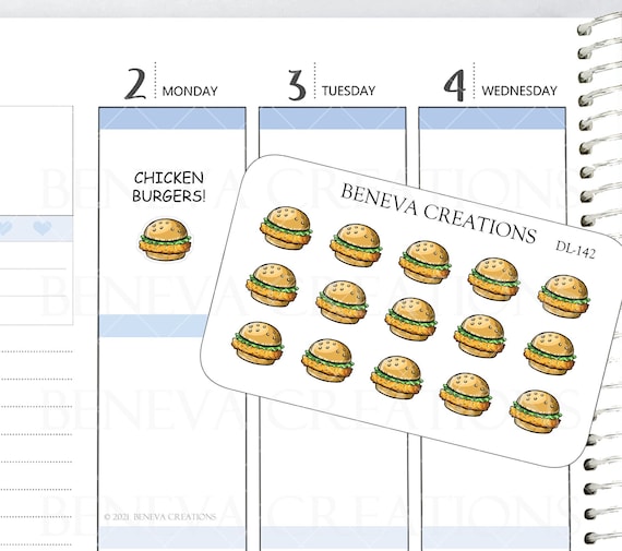 Chicken Burger Stickers Burger Stickers Fast Food Sticker | Etsy