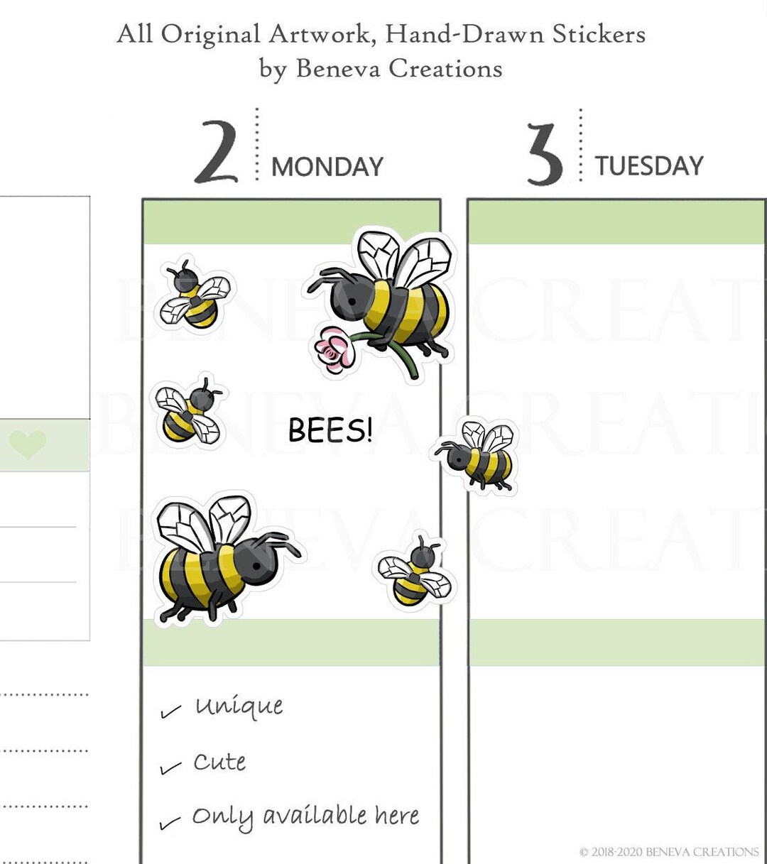 Bee Stickers -bumble Bee Stickers- Busy Bee - Honey Stickers -honey Pot ...