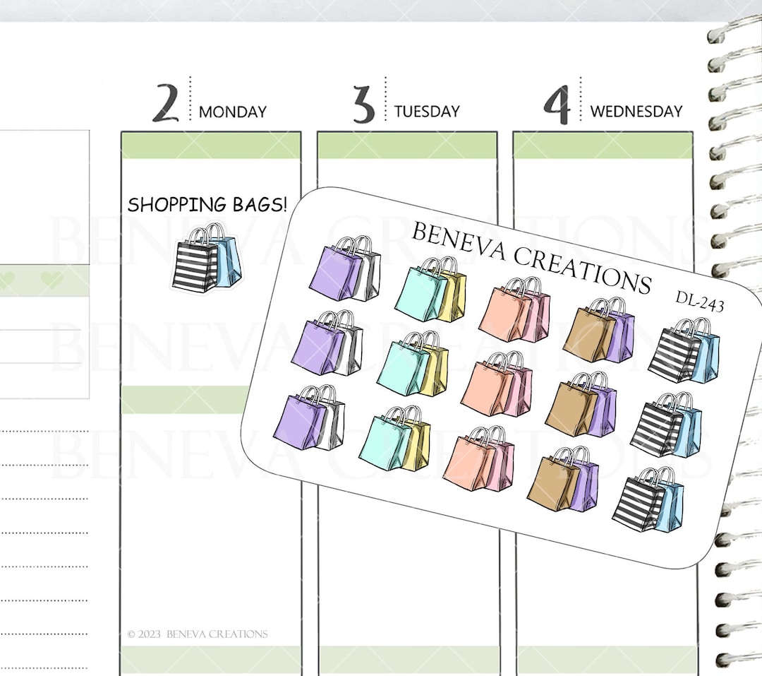 Shopping Bag Stickers -shopping Stickers -doodle Stickers- Shopping ...