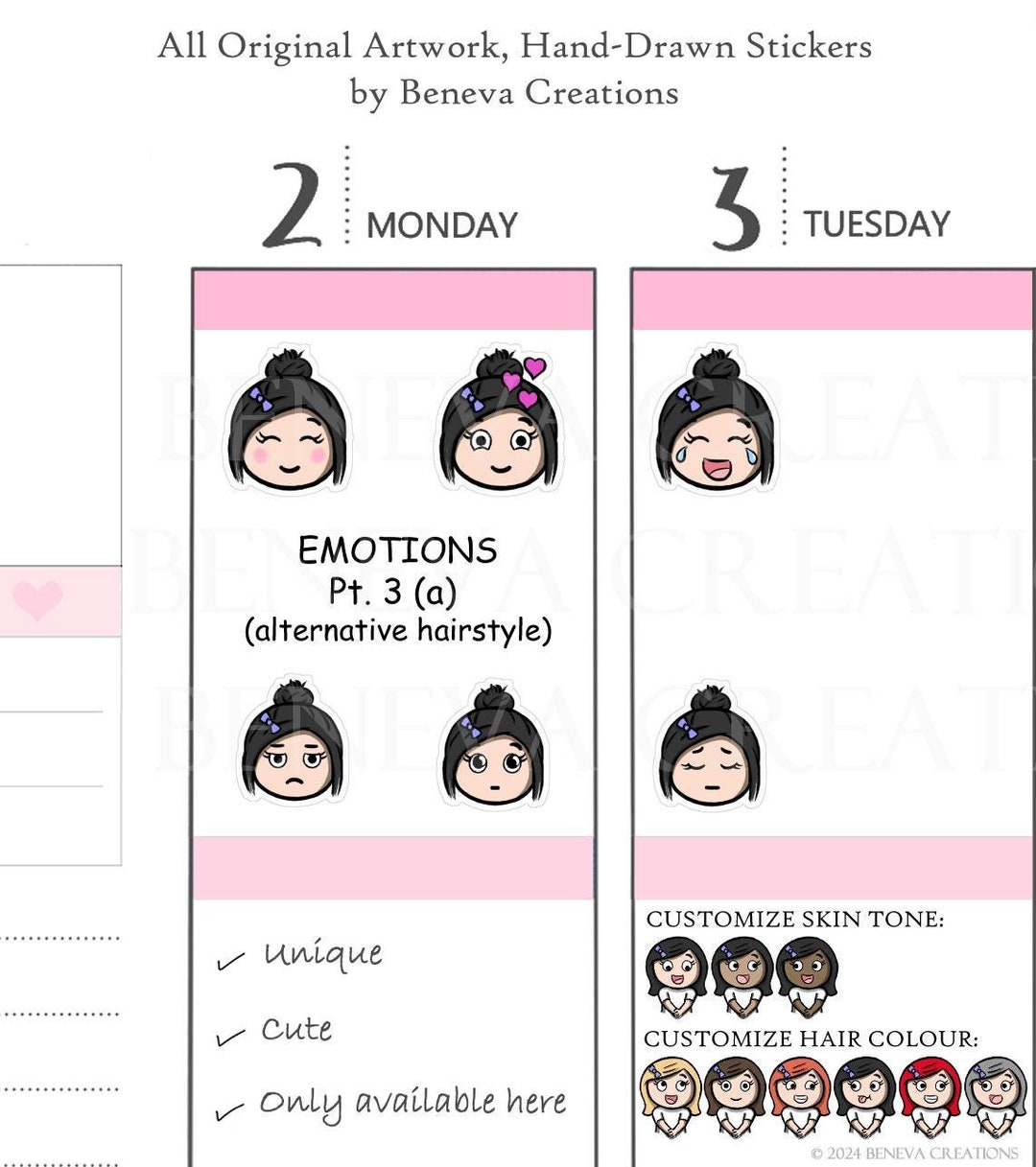 Emotion Stickers - Emoti Planner Stickers - Mood Trackers - Mood ...