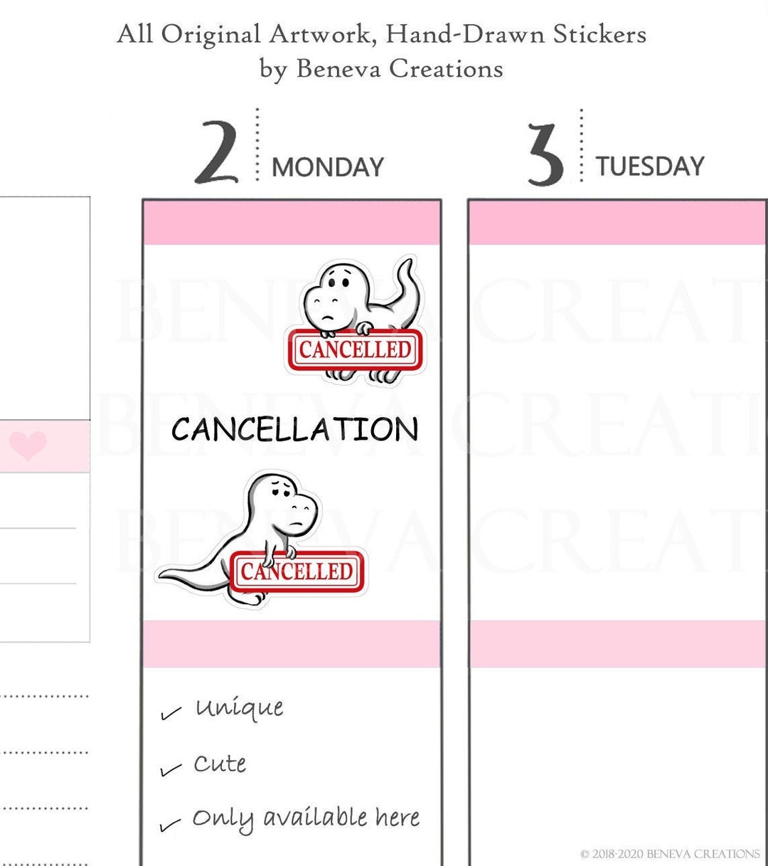 Cancelled Stickers - Cancelled Plans Stickers - Cancellation- T Rex ...