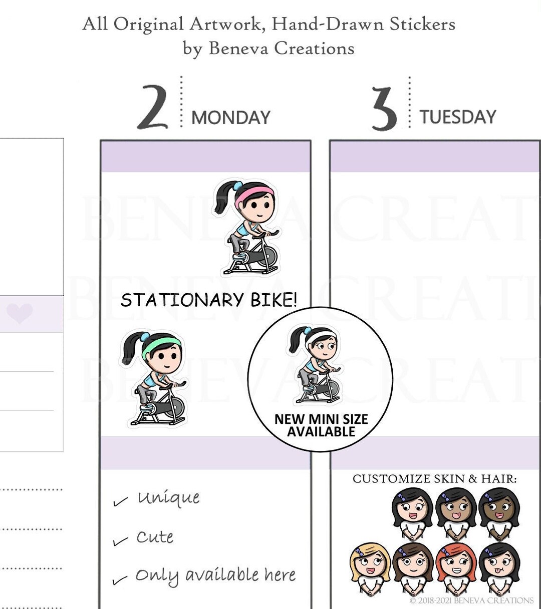 Exercise Class Stickers -stationary Bike Stickers-bikes -exercise Bike ...