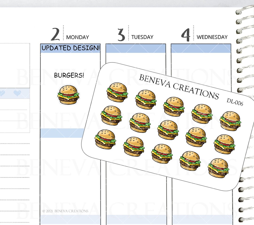 Burger Stickers- BBQ Stickers- Fast Food Sticker- Doodle Stickers ...