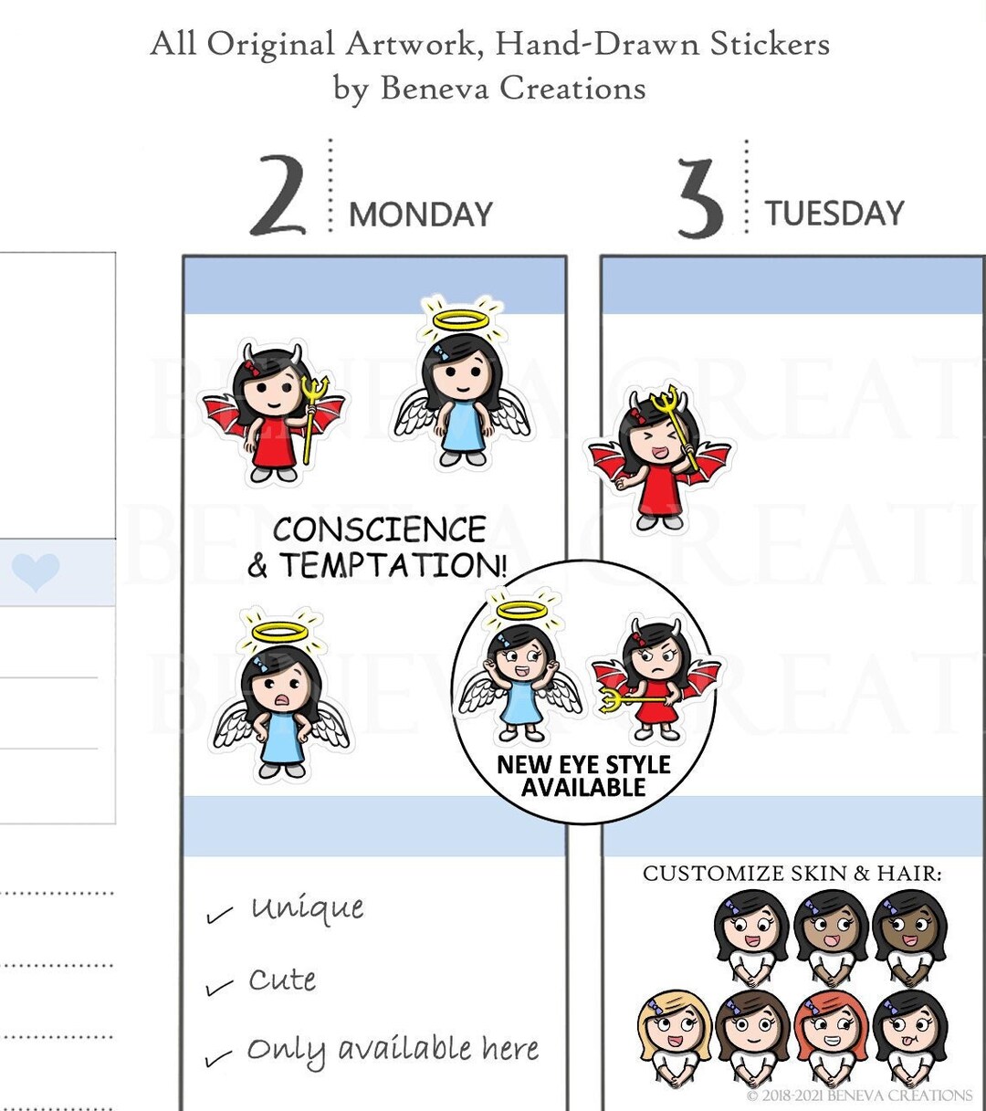 Conscience Stickers - Temptation Stickers - Good Vs Evil Stickers ...