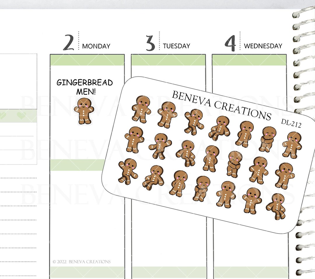 Gingerbread Men Stickers - Christmas Stickers - Food Stickers - Baking ...