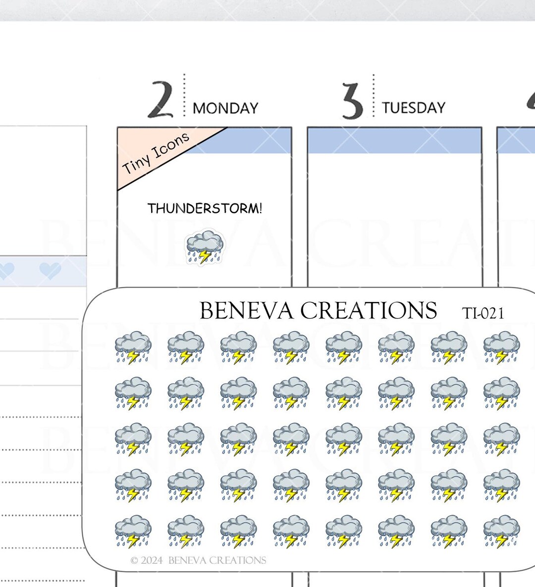 Tiny Thunderstorm Stickers-thunder Stickers-rainy Stickers-rain ...