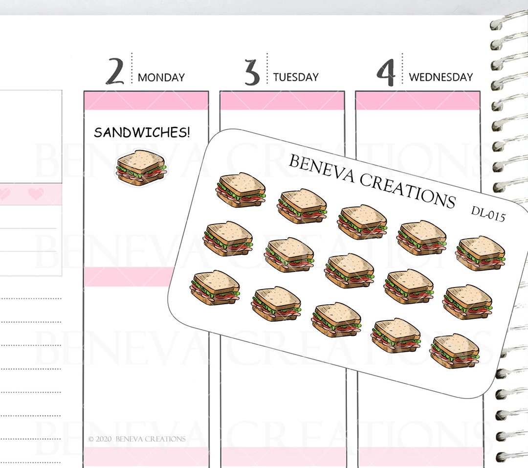 Sandwich Stickers - Food Stickers - Lunch Stickers - Snack Stickers ...