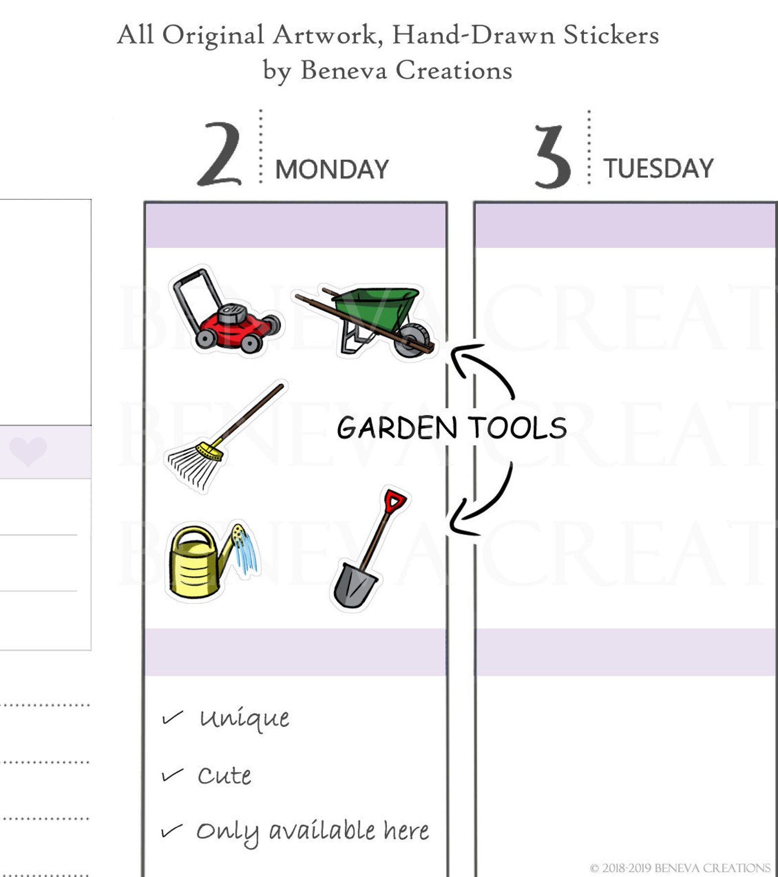 Garden Tools Stickers - Gardening Equipment - Raking Stickers ...