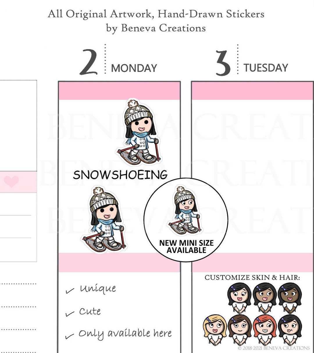 Snowshoeing Stickers -snowshoe Stickers- Outdoor Stickers-exercise ...