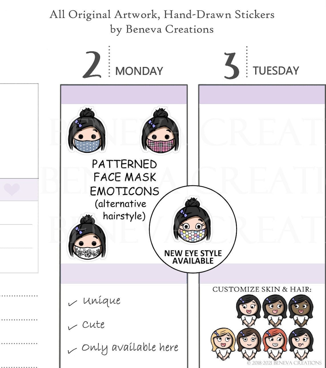 Patterned Face Mask Stickers - Emoticon Stickers - Mask Stickers ...