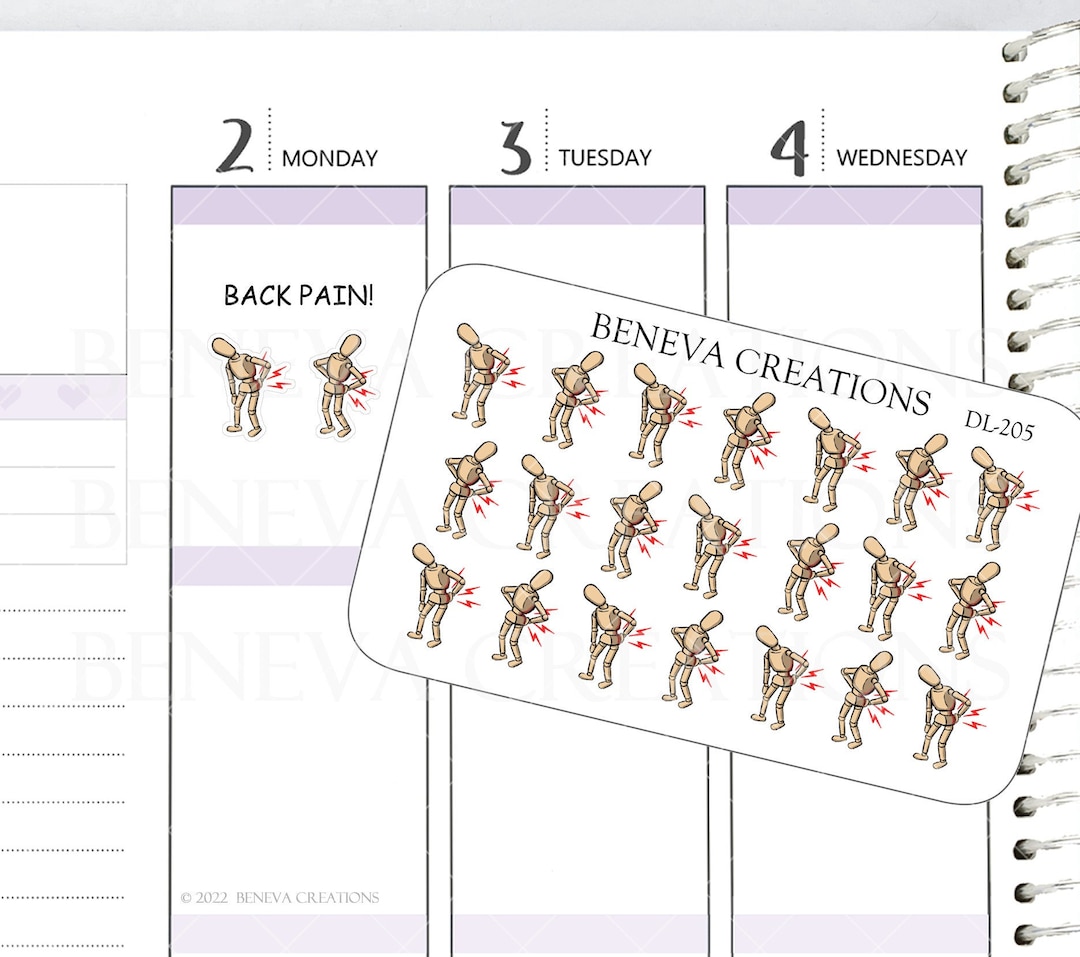 Back Pain Stickers- Pain Stickers- Back Ache Stickers - Sore Back ...