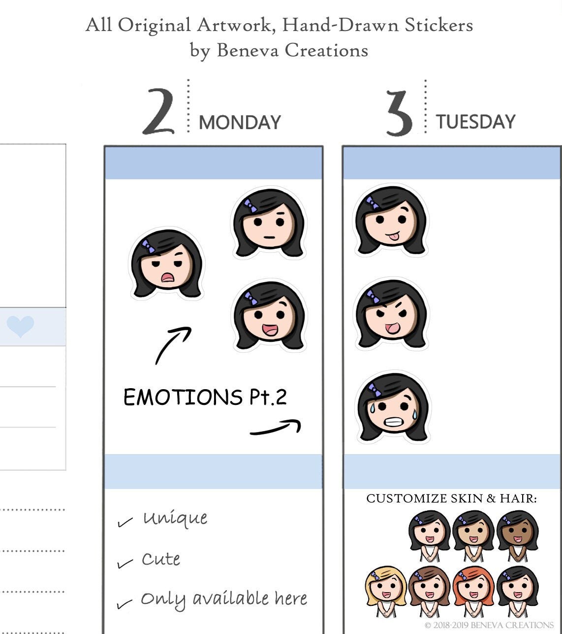 Emotions Pt. 2 Emotion Stickers Emoti Planner Stickers | Etsy