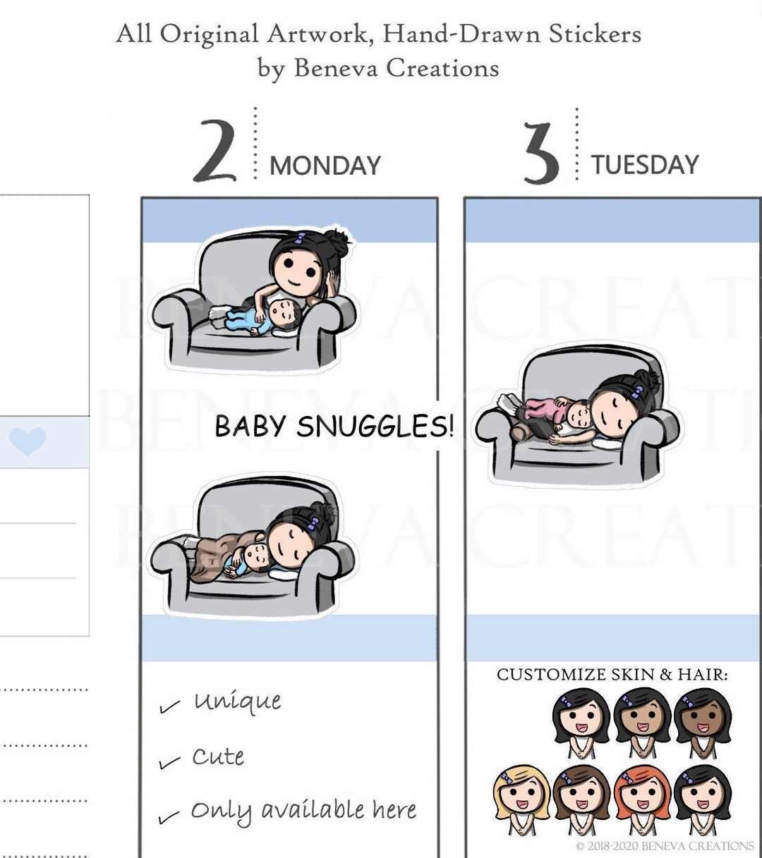 Snuggling With Baby-baby Stickers-mom Life Stickers- Mum Life Stickers ...