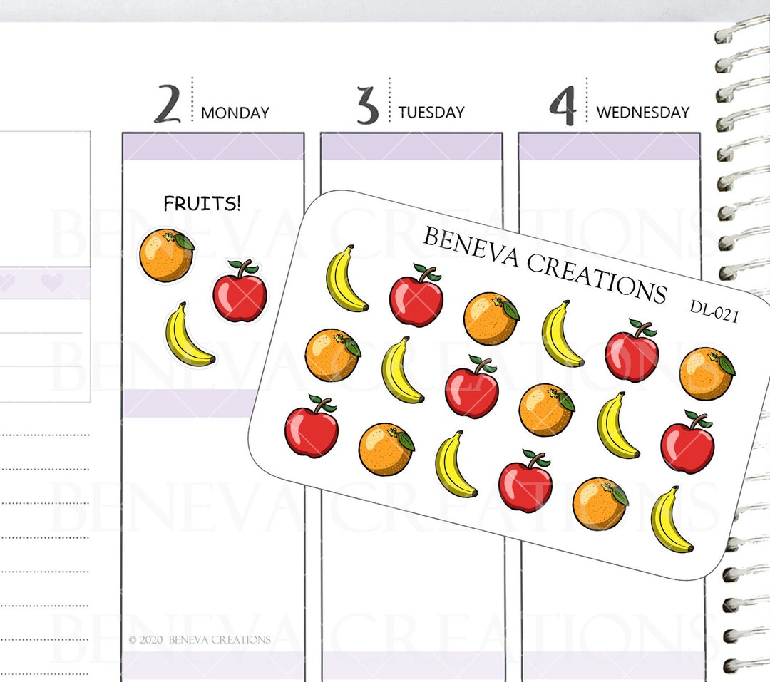 Fruits Stickers- Apple Stickers- Banana Stickers- Orange Stickers- Food ...