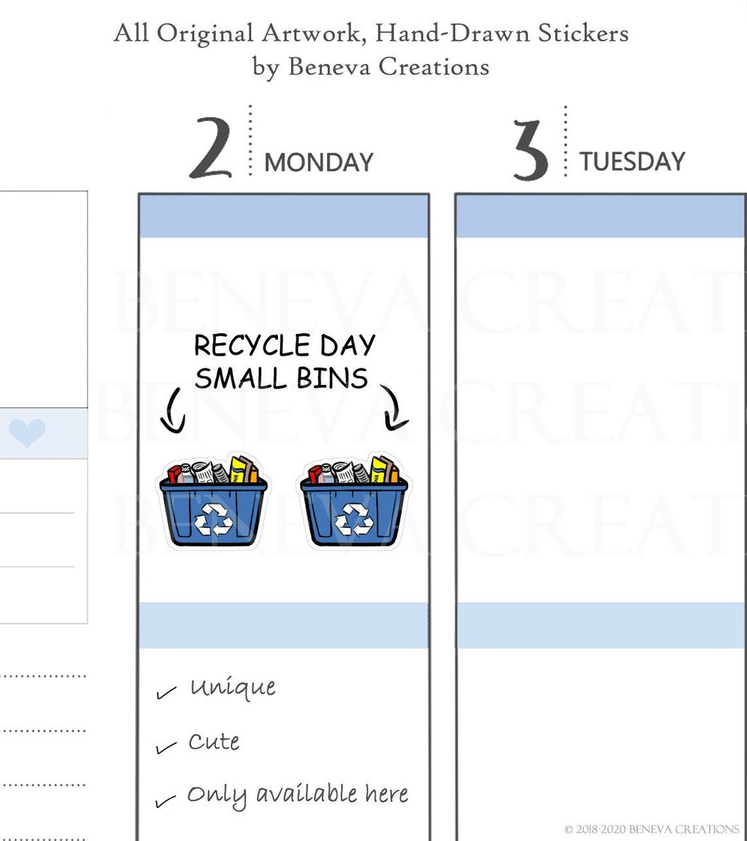 Recycle Bins Stickers - Blue Bin Stickers - Chore Stickers - to Do ...