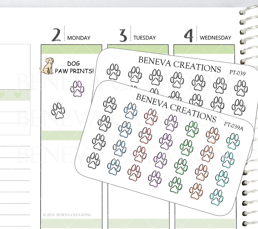 Dog Paw Prints - Paw Prints Stickers - Animal Prints Stickers - Dog ...