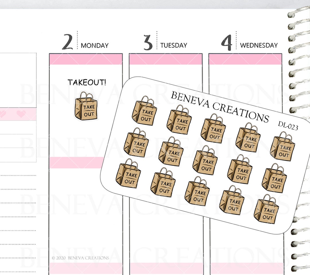 Takeout Stickers -takeout Bags -food Doodles-doodle Stickers- Food ...