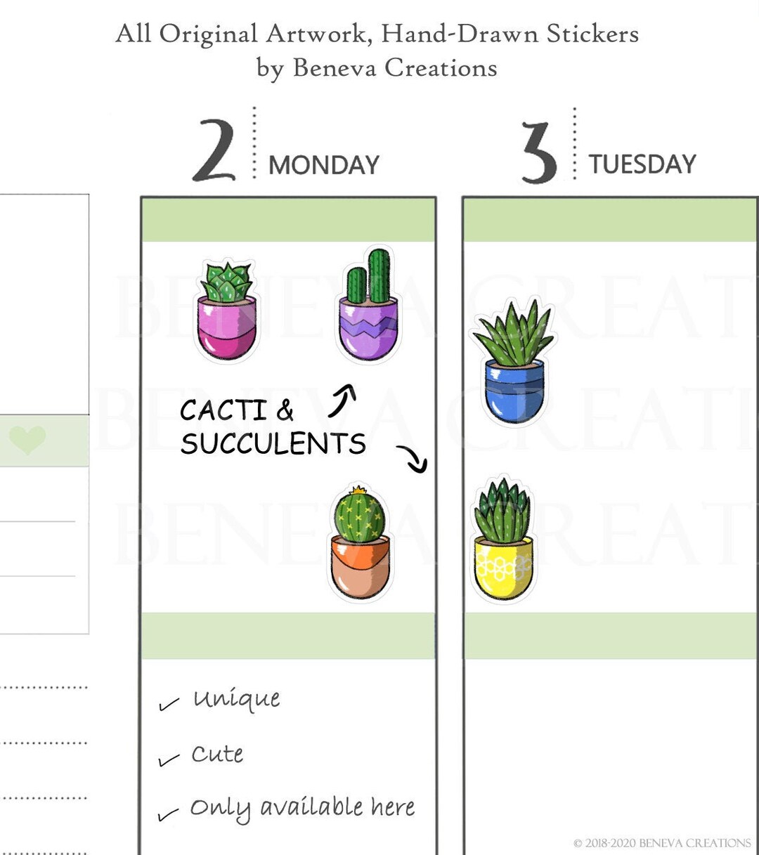 Cactus Stickers Succulent Stickers Gardening Stickers Planter Stickers ...