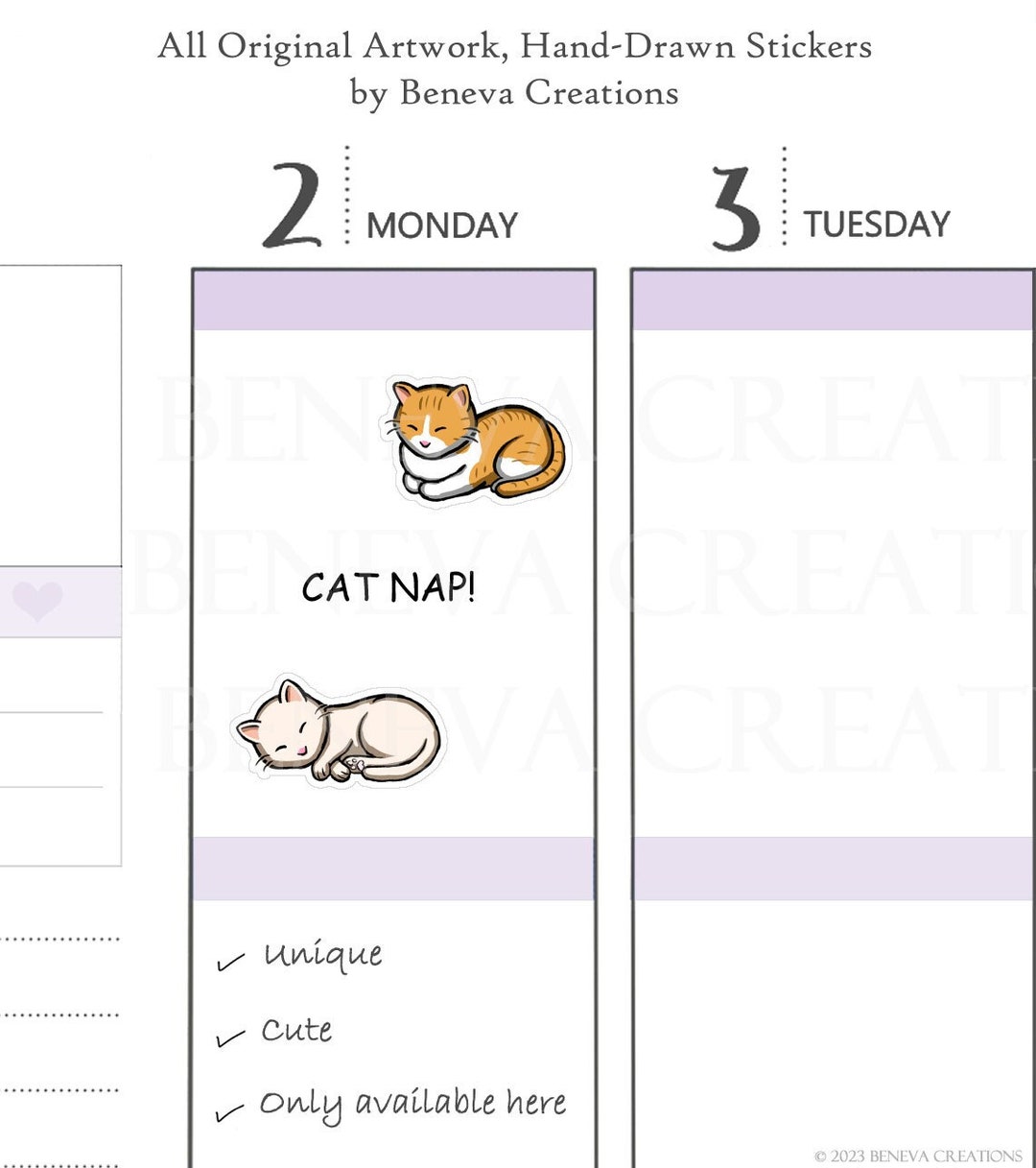 Sleeping Cat Stickers-pet Stickers-kitty Stickers-cat Stickers-cat ...
