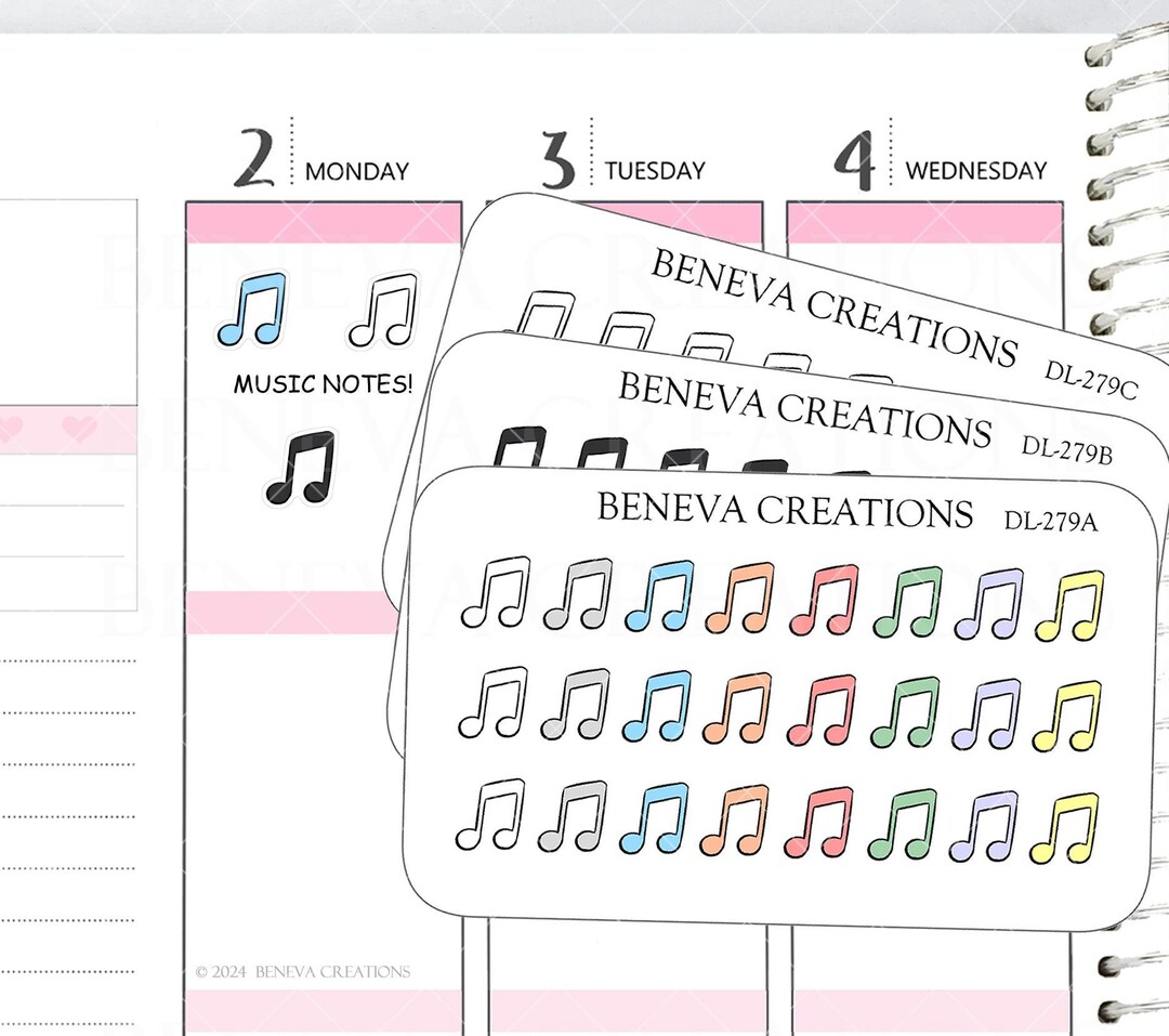 Music Note Stickers -colourful Music Notes Stickers - Black Music Notes ...