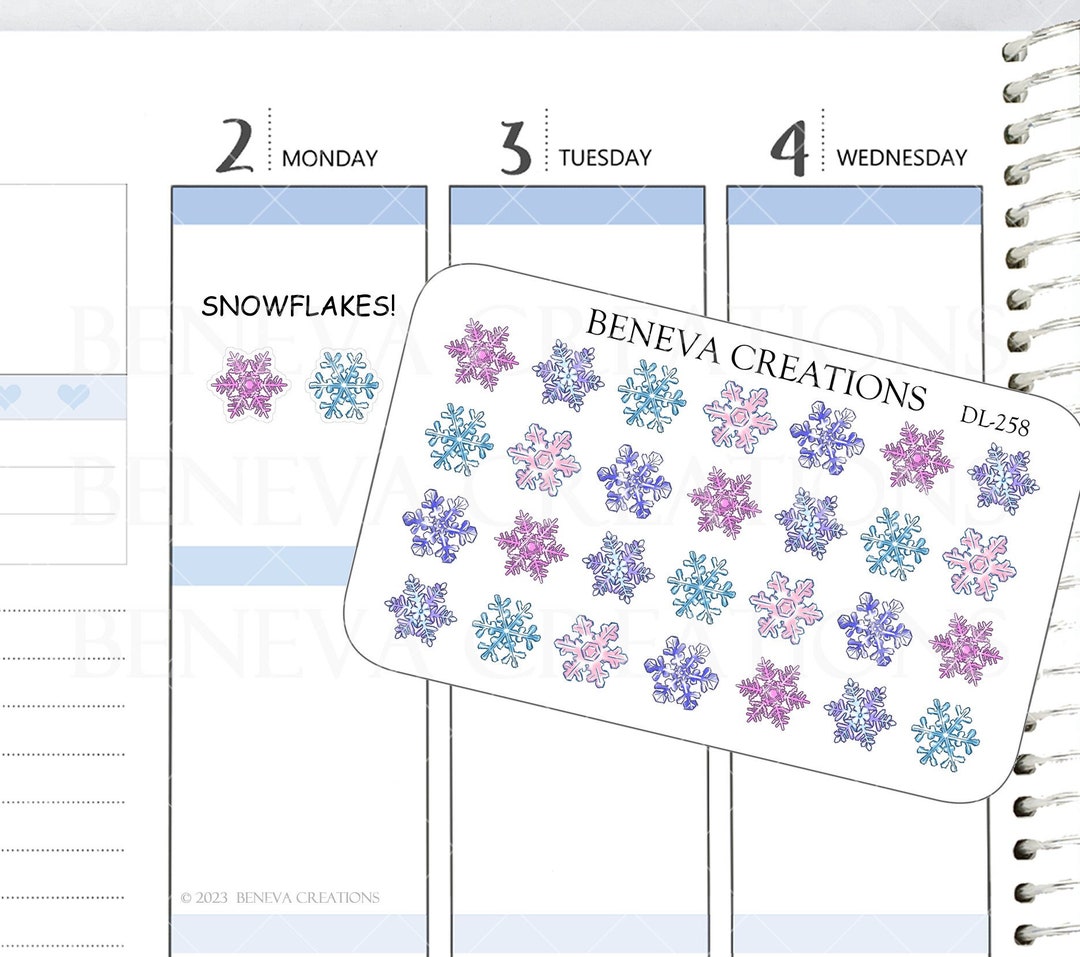Coloured Snowflake Stickers - Snow Stickers -winter -christmas Stickers ...