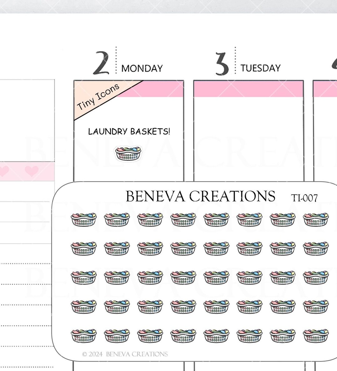 Tiny Laundry Baskets Stickers - (TI-007) - Etsy