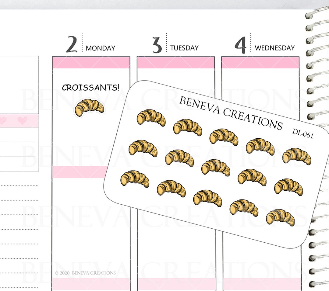 Croissant Stickers -food Stickers -breakfast Stickers -doodle Stickers ...