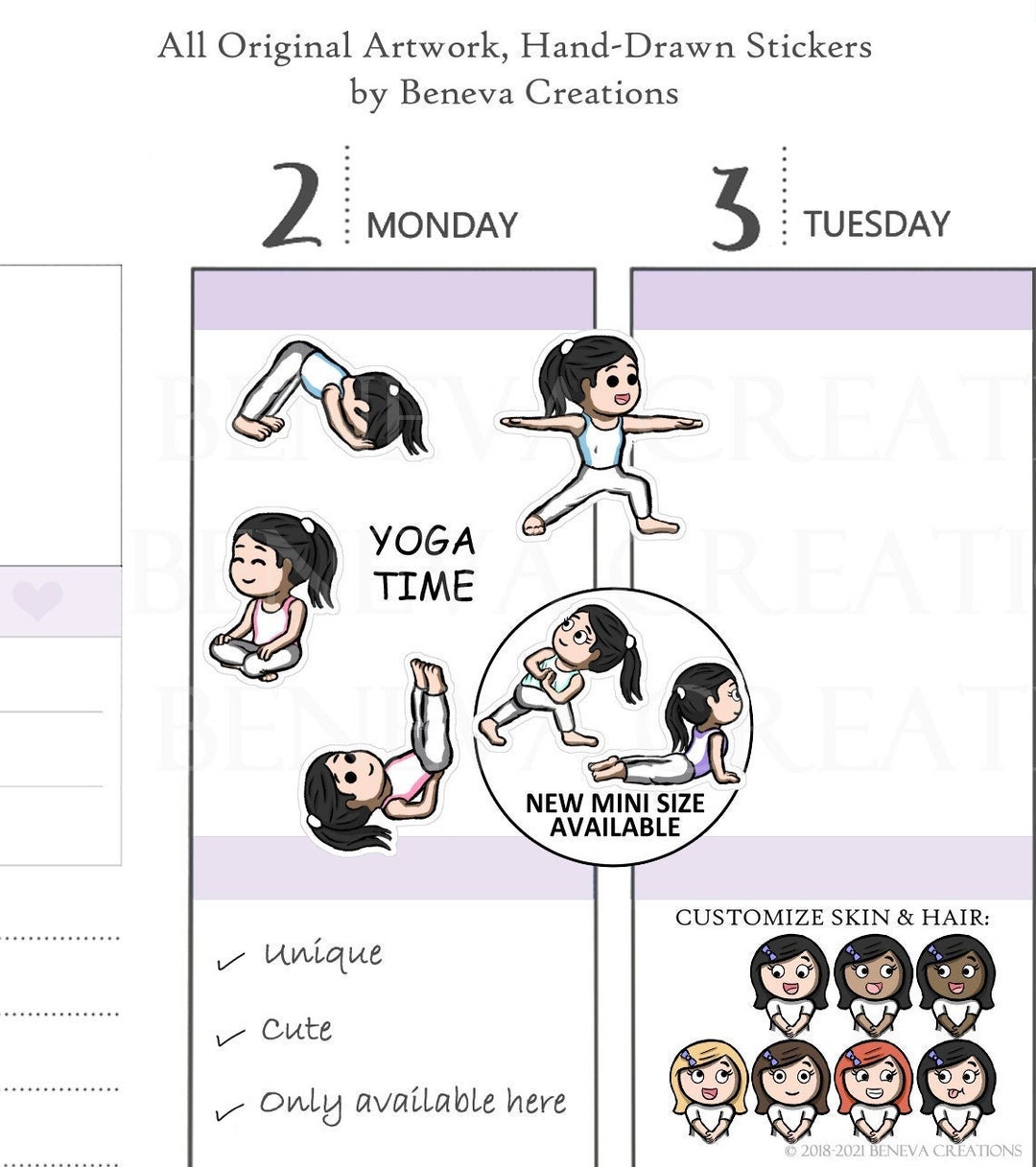 Yoga Stickers - Exercise Stickers - Stretching Stickers -workout ...