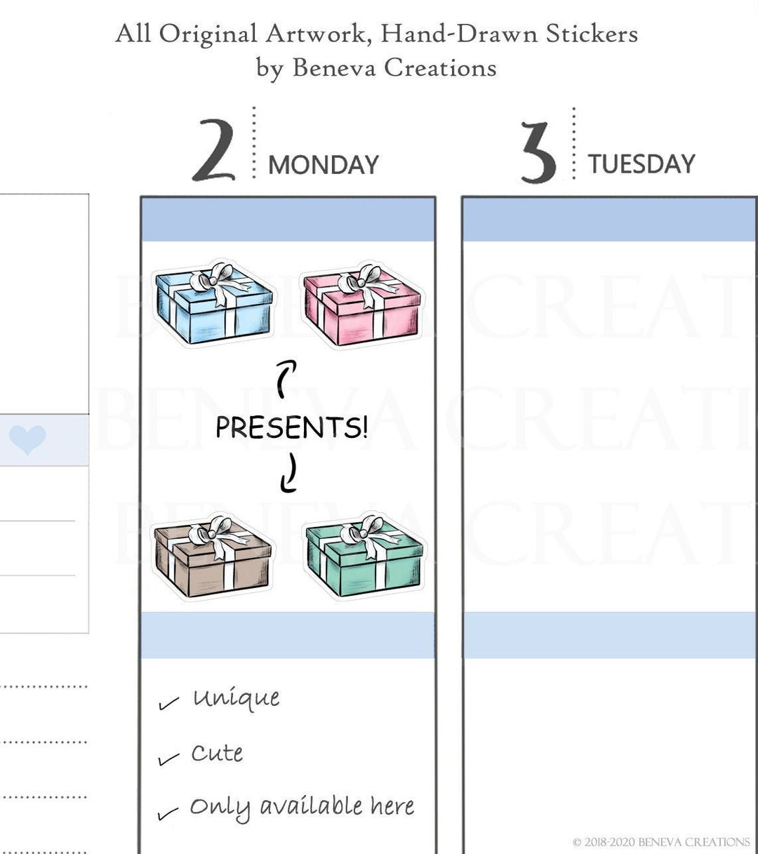 Present Stickers - Gift Stickers - Celebration Stickers - Gift Box and ...