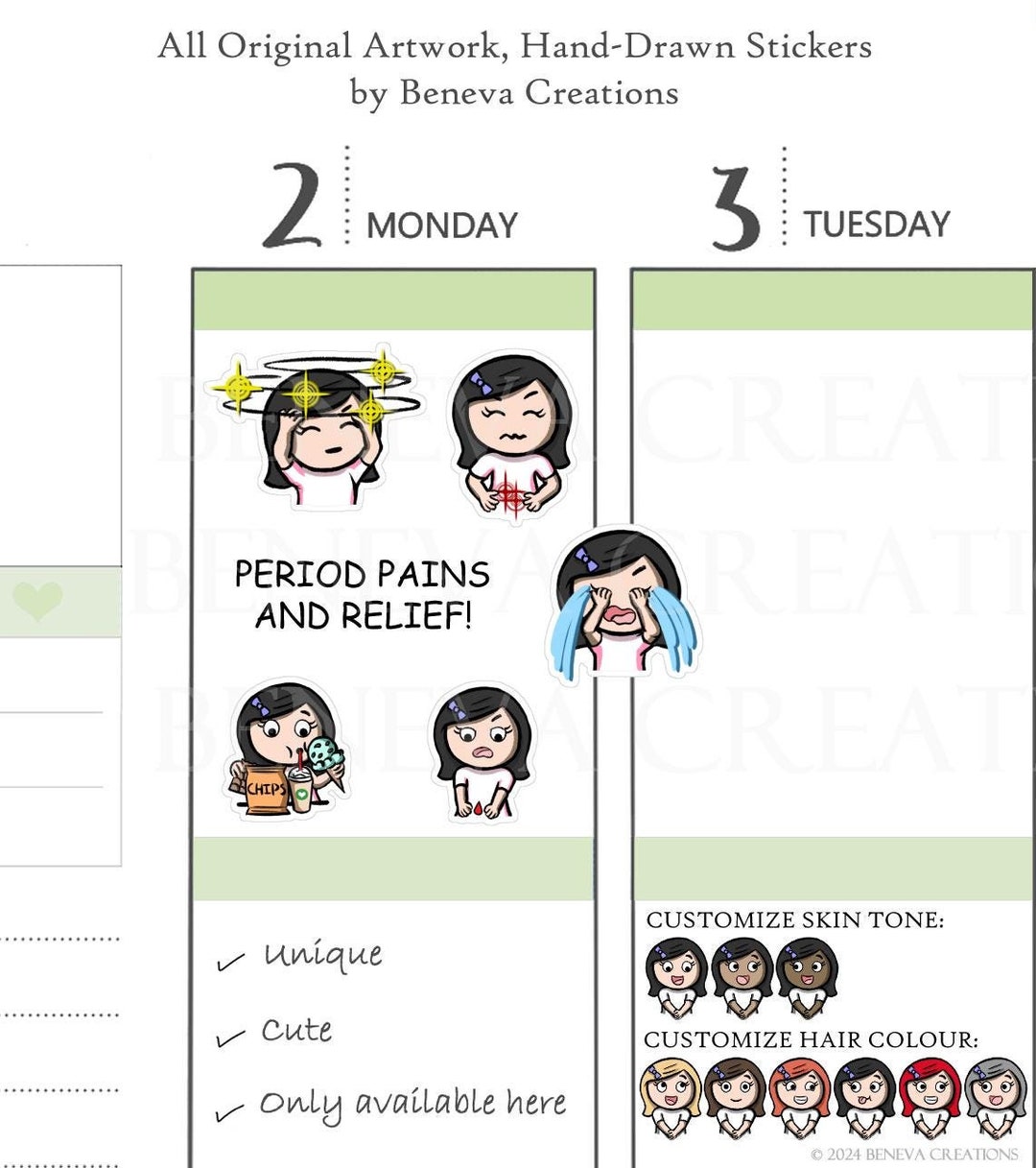 Period Stickers- Period Tracker Stickers- Menstrual Cycle Stickers ...