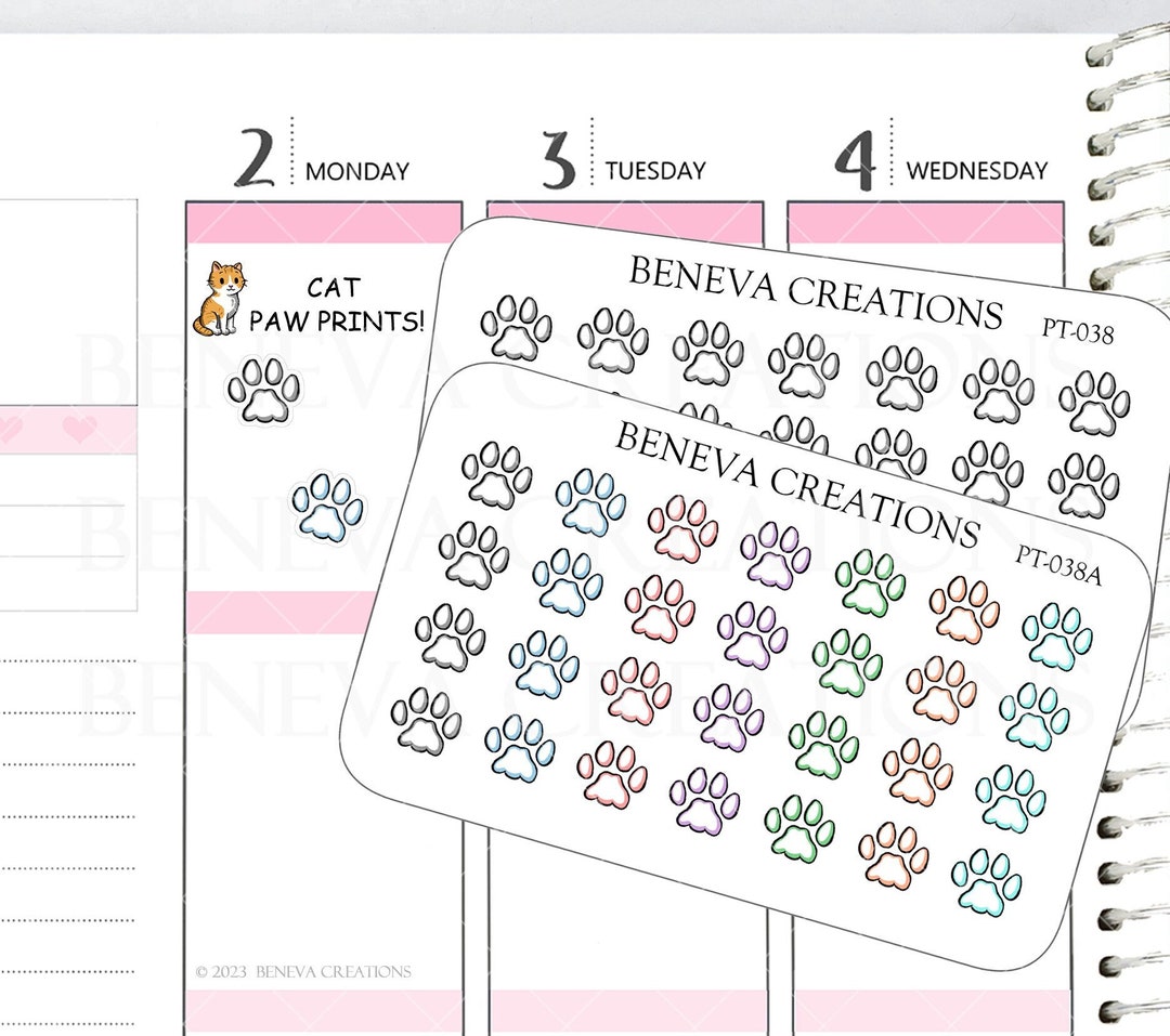 Cat Paw Prints - Paw Prints Stickers - Animal Prints Stickers - Pet ...