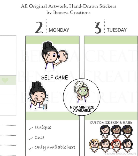 Self Care Stickers-makeup Removal Stickers Face Washing - Etsy