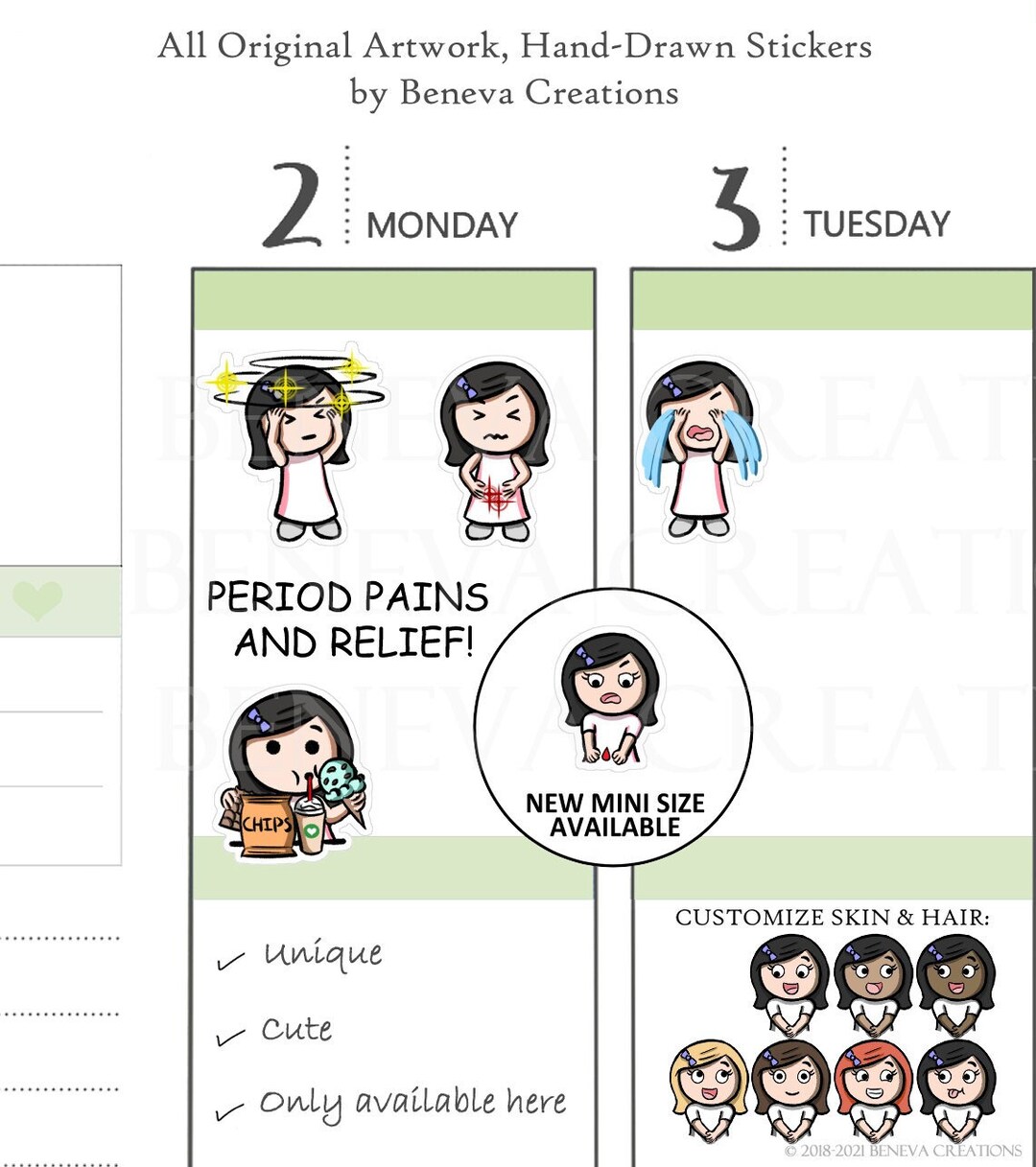 Period Stickers Period Tracker Stickers Menstrual Cycle Stickers ...