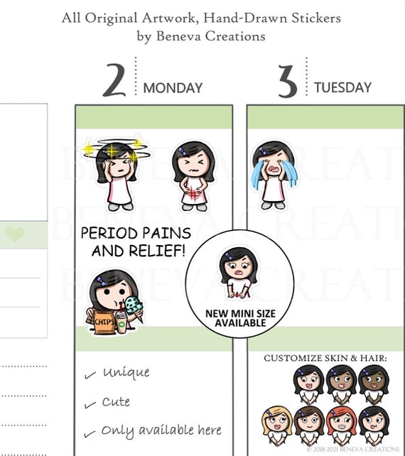 Period Stickers Period Tracker Stickers Menstrual Cycle | Etsy