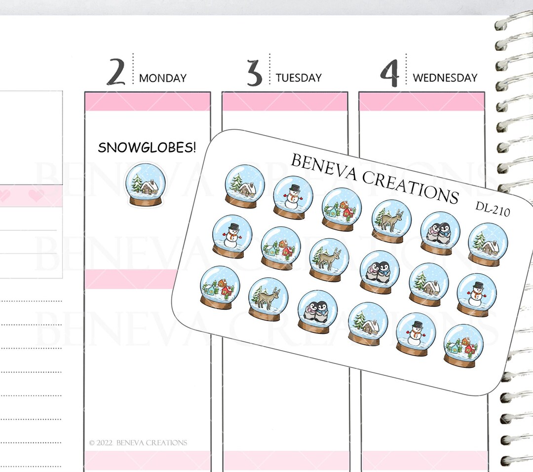 Snow Globe Stickers - Snow Stickers -winter Stickers -christmas ...