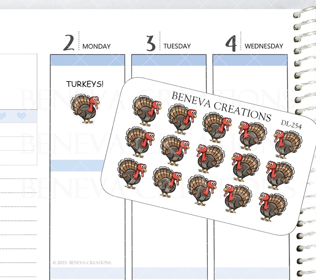 Turkey Stickers- Turkey Mascot Stickers- Poultry Stickers- Thanksgiving ...