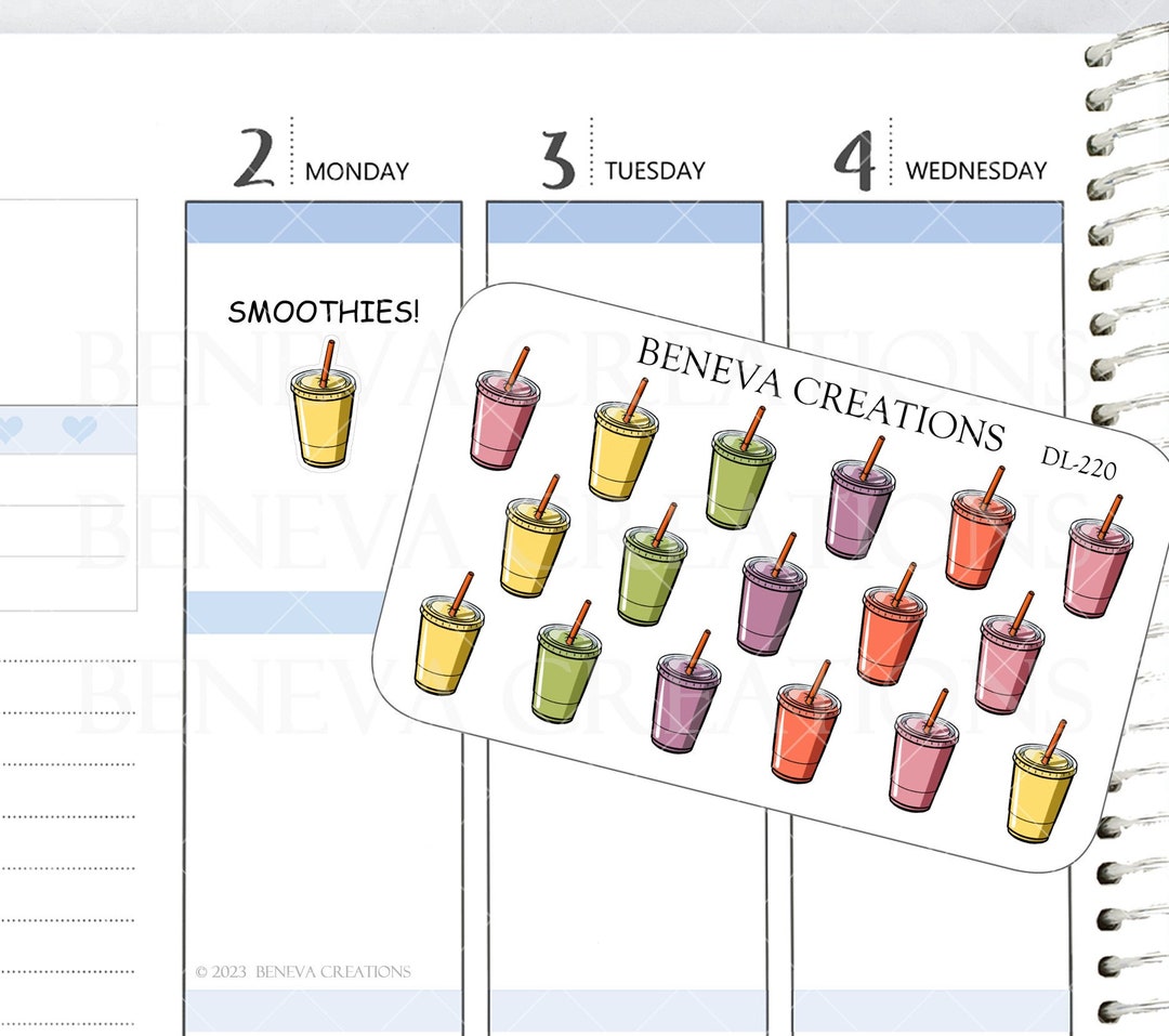 Smoothie Stickers- Fruit Smoothie Stickers- Drink Stickers- Doodle ...