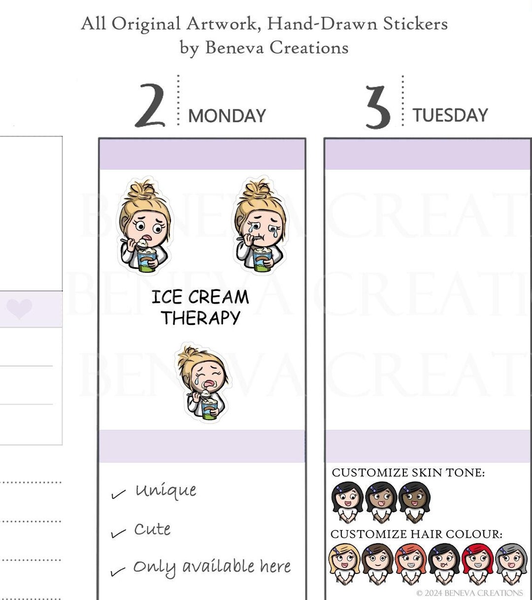 Ice Cream Sadness Stickers - Food Stickers - Ice Cream Pint Stickers ...