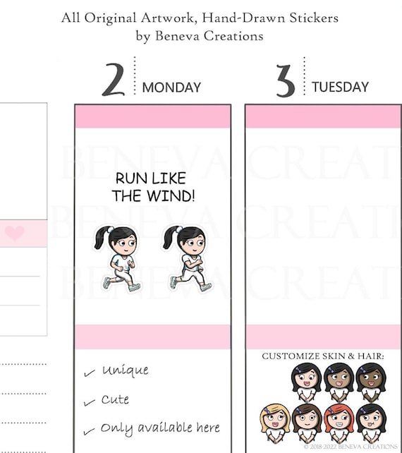 Running Stickers Exercise Stickers Marathon Stickers | Etsy