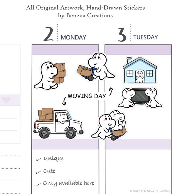 Moving Day Stickers Moving Stickers New Home Stickers House Stickers Character Stickers box Stickers Planner Stickers CT 051 Etsy