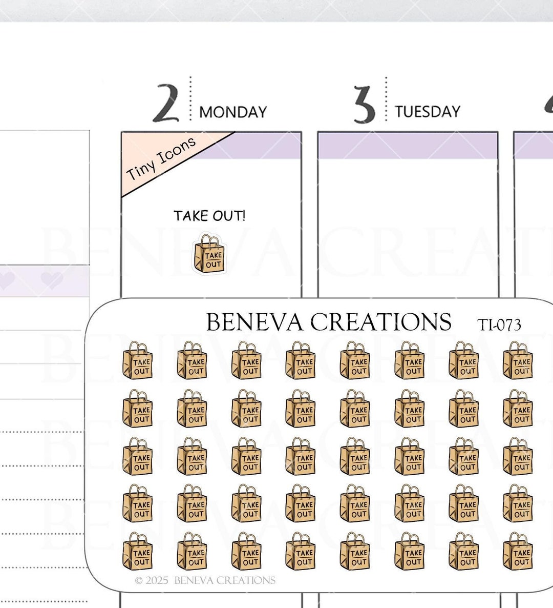 Tiny Takeout Bag Stickers -takeout Stickers- Food Stickers- (TI-073) - Etsy