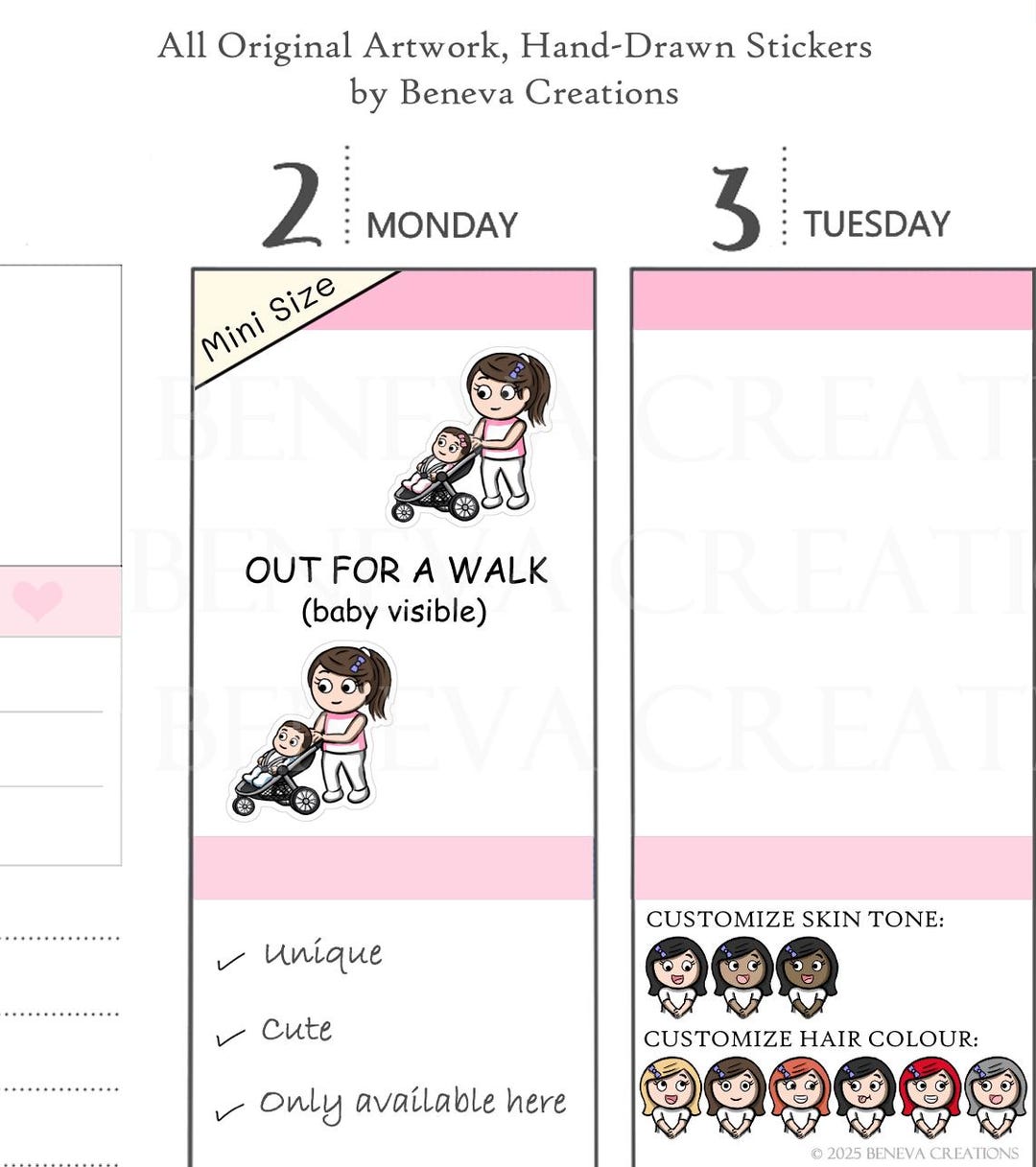 Baby in Stroller-stroller Stickers- Baby Stickers -mom Life Stickers ...